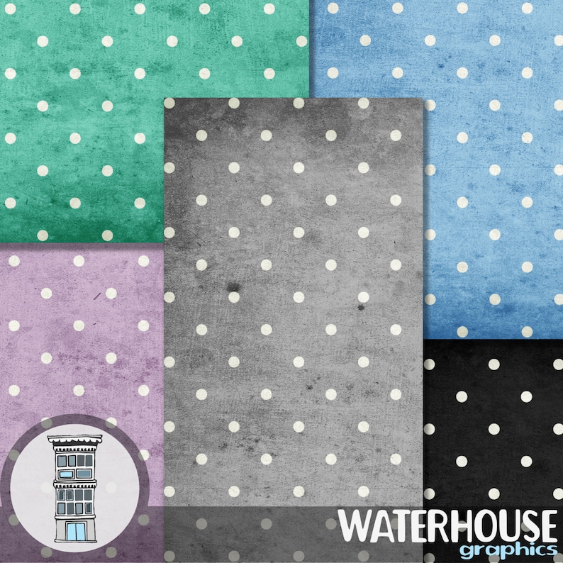 Digital Scrapbook Paper Pack Polka Dots INSTANT DIGITAL DOWNLOAD Aged ...