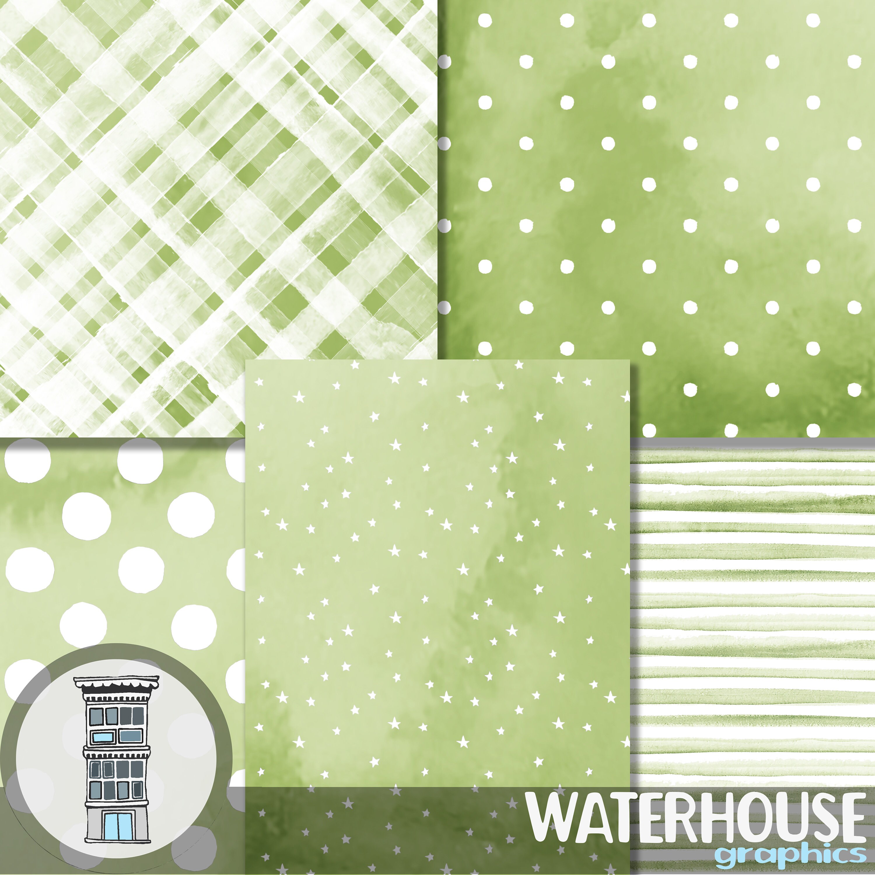 Watercolor Bright Green Digital Paper Pack INSTANT Digital DOWNLOAD ...