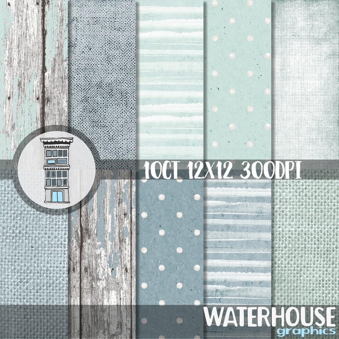 Mint BLUE Digital Paper Pack INSTANT DOWNLOAD Rustic Mint Green Blue ...