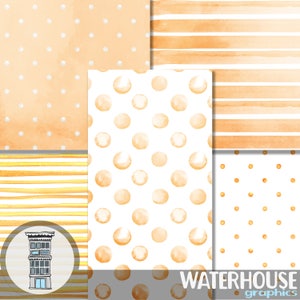 Watercolor Bright Orange Digital Paper Pack INSTANT Digital DOWNLOAD ...