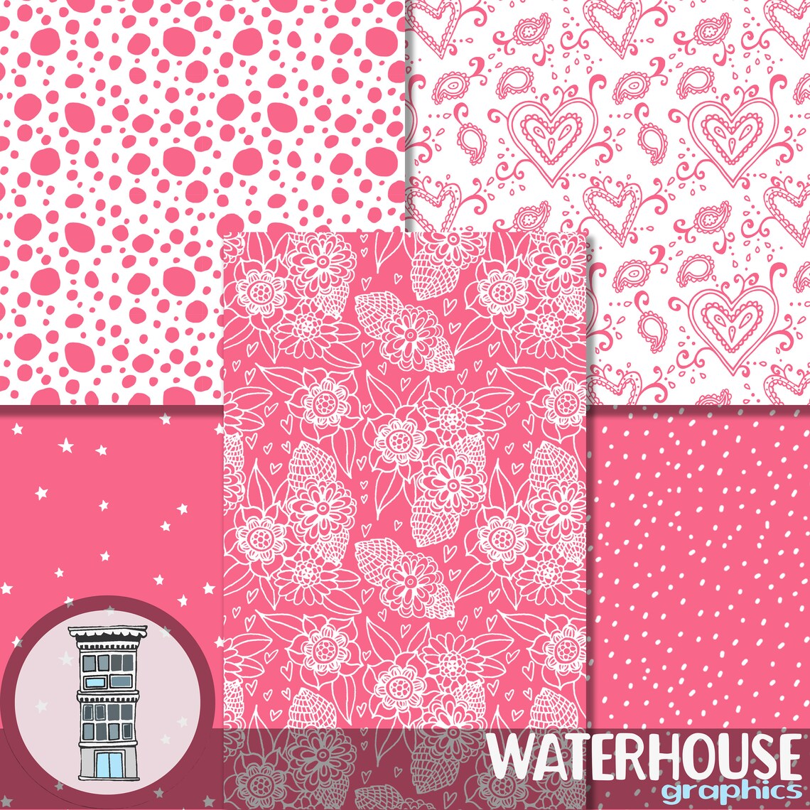 Valentine Papers PINK Hearts Digital Paper Pack INSTANT Digital ...
