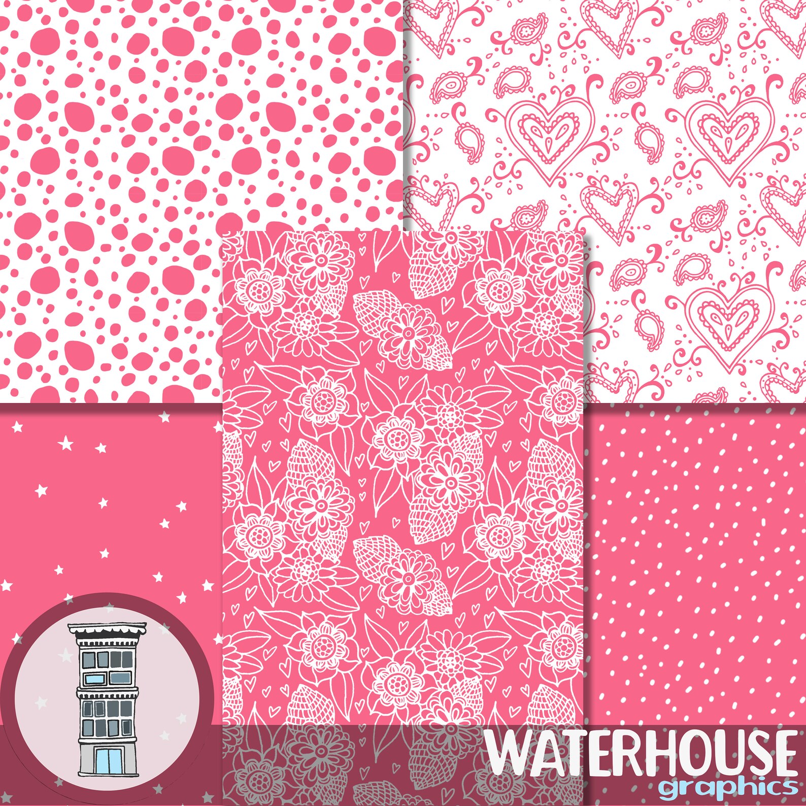 Valentine Papers PINK Hearts Digital Paper Pack INSTANT Digital ...
