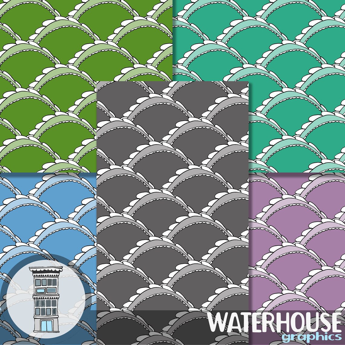 Digital Scrapbook Paper Pack Scallops INSTANT DIGITAL DOWNLOAD Fancy ...