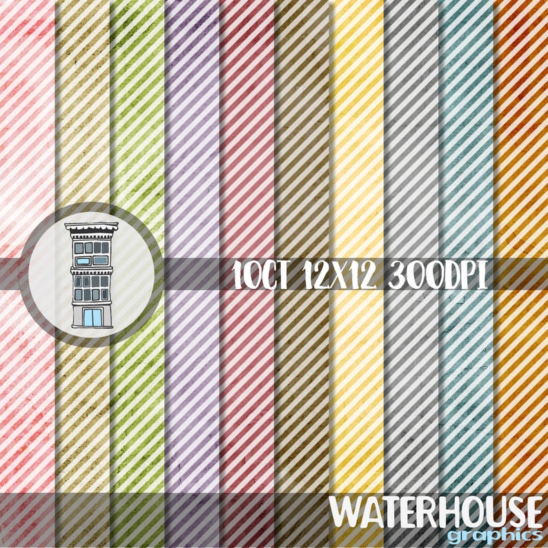 Watercolor Stripes Digital Paper Pack Instant Digital Download ...