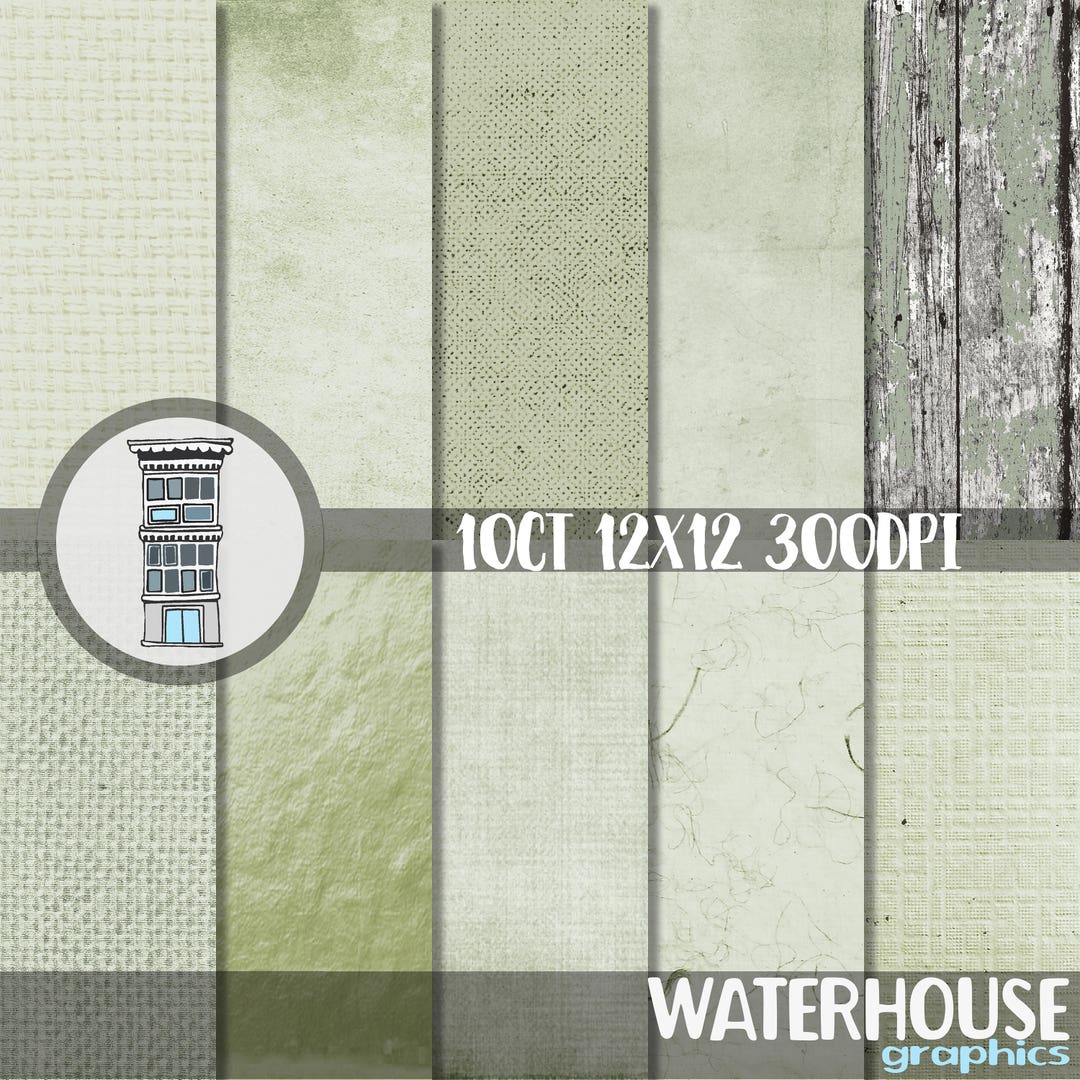 Sage Green Digital Paper Pack INSTANT DOWNLOAD Neutral Rustic Papers ...