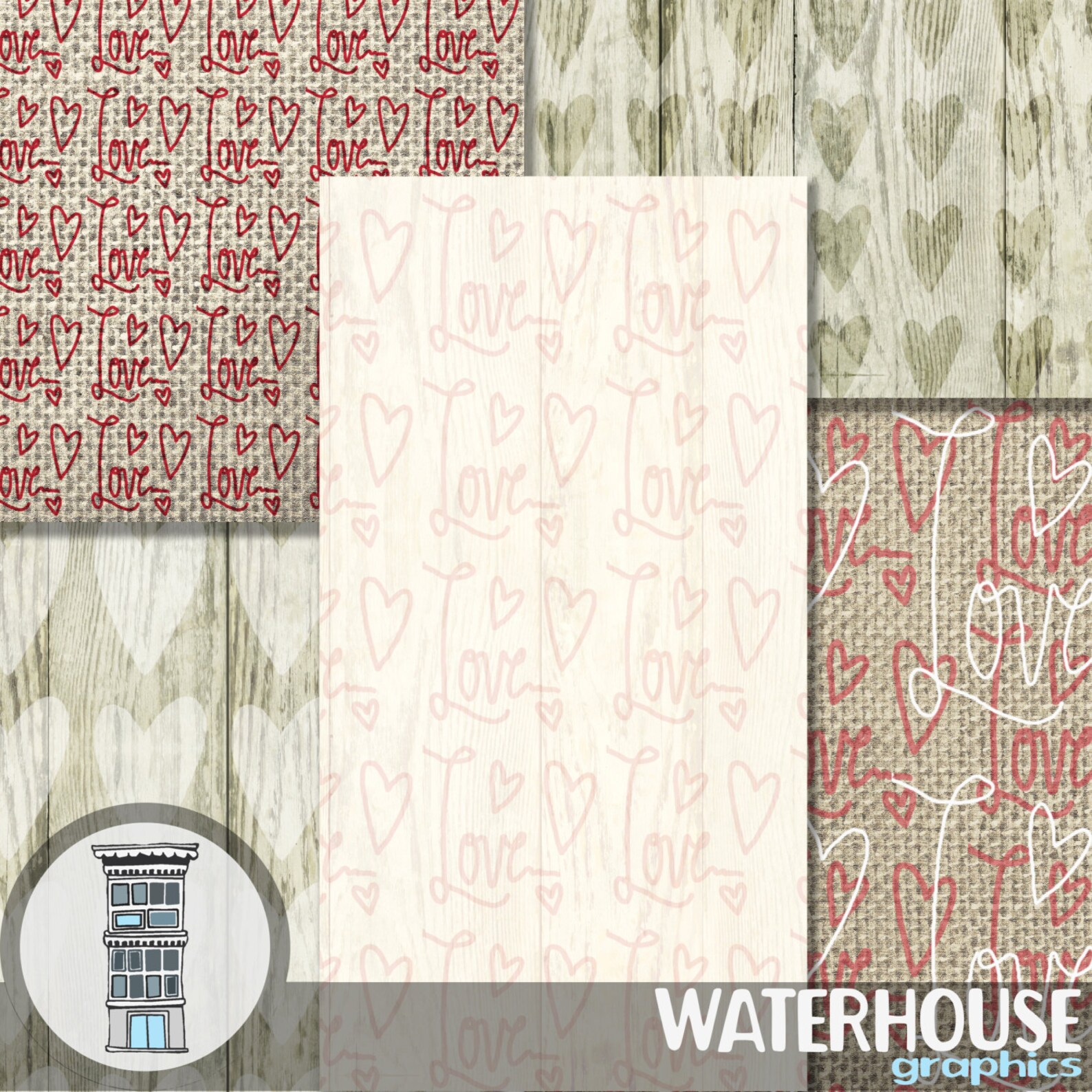 Digital Rustic Valentine Paper Pack INSTANT DOWNLOAD Scrapbook - Etsy