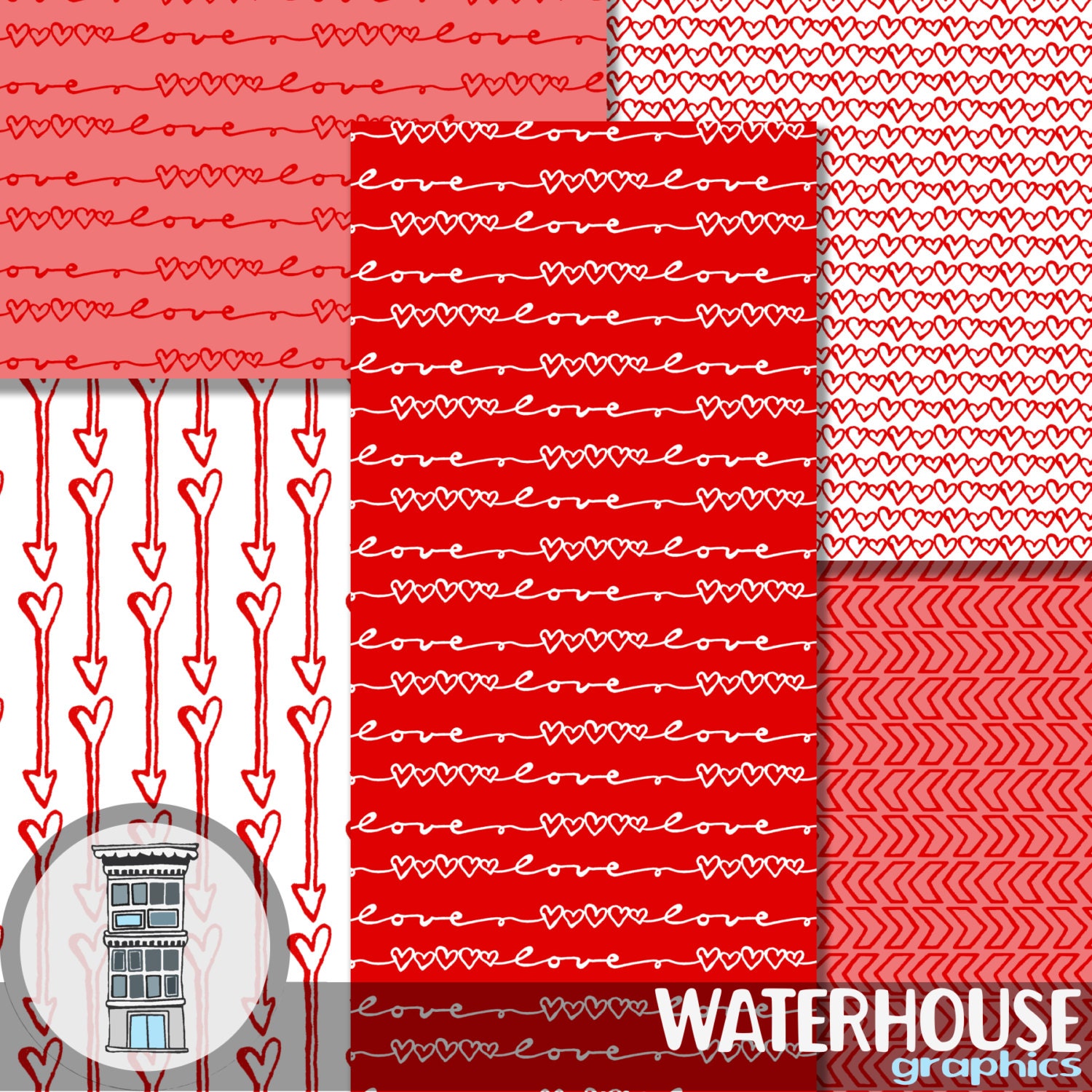 Valentine Digital Paper Pack INSTANT DOWNLOAD Hearts & Arrows - Etsy