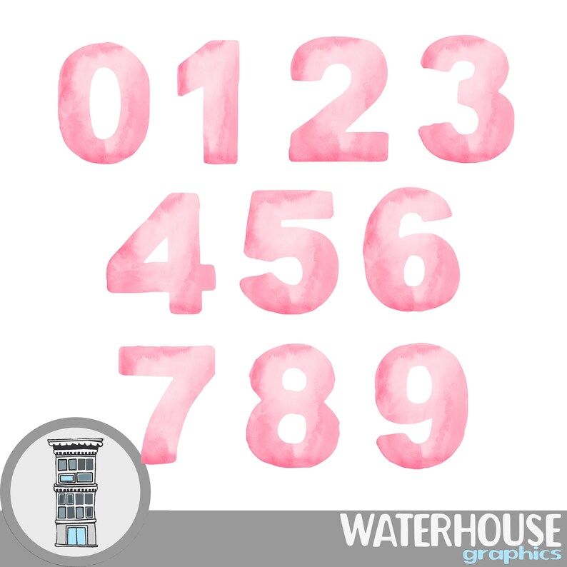Pink Watercolor Letters Numbers Instant Digital Download PINK ...