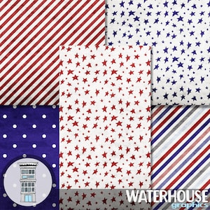 Stars & Stripes DIGITAL PAPER PACK Red White Navy Blue Polka Dots ...