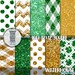 St Patricks Digital Paper Pack Gold Glitter Green Glitter Shamrock ...
