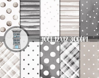 GRAY Watercolor Digital Paper Pack Instant Digital DOWNLOAD - Etsy