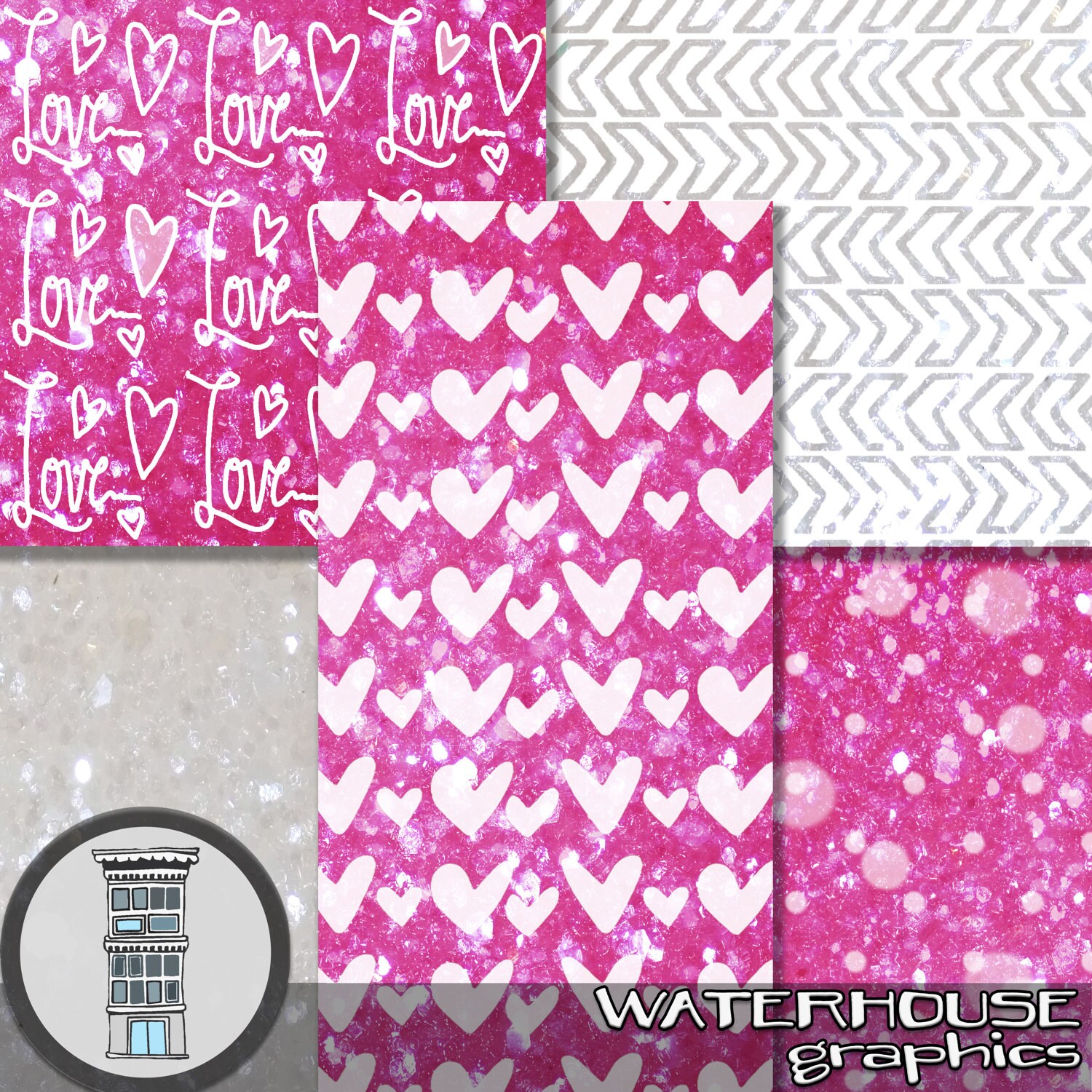 Valentine Glitter Digital Paper Pack INSTANT DOWNLOAD Digital ...