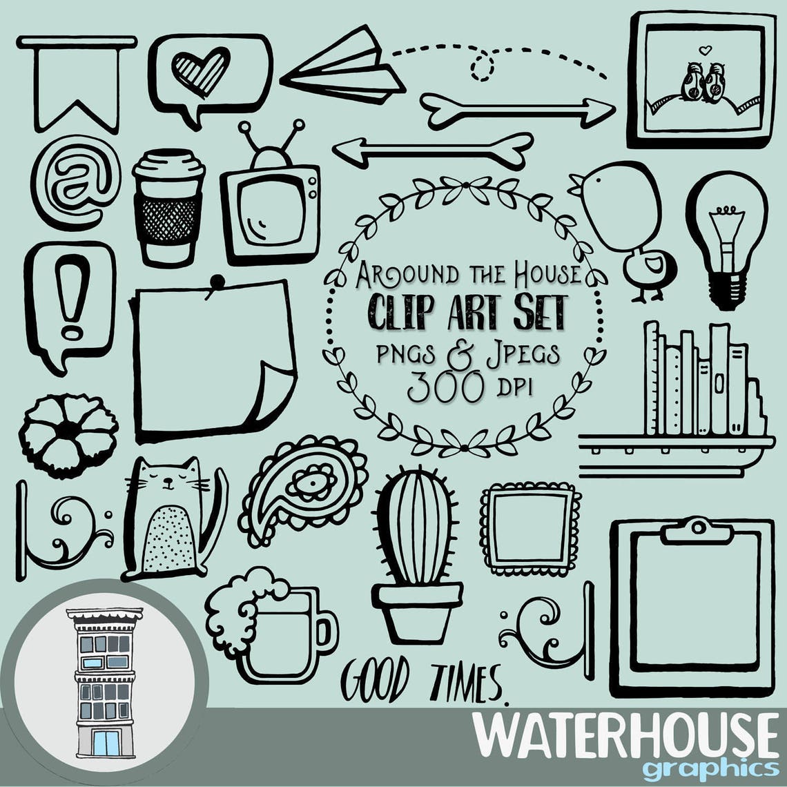 Digital Hand Drawn Clip Art Set INSTANT DIGITAL DOWNLOAD - Etsy