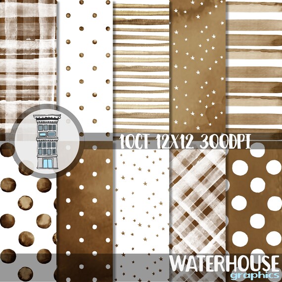 Dark Brown Watercolor Digital Paper Pack INSTANT Digital | Etsy