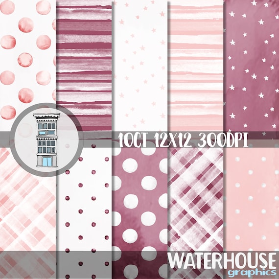 Pink blush Watercolor Papers Mauve Burgundy Digital Paper Pack | Etsy