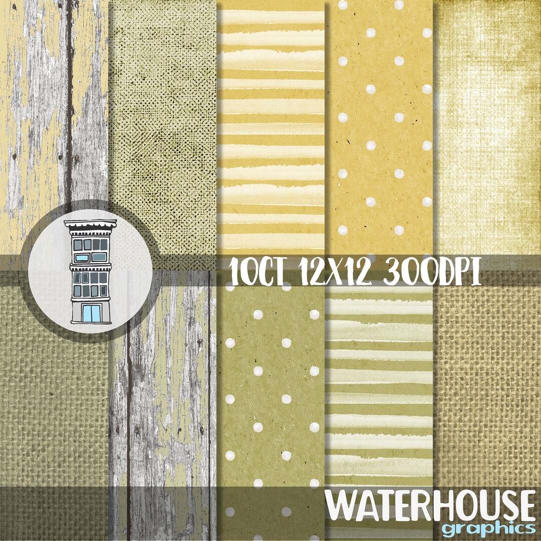 Khaki Digital Paper Pack INSTANT DOWNLOAD Rustic Olive Dijon Burlap ...