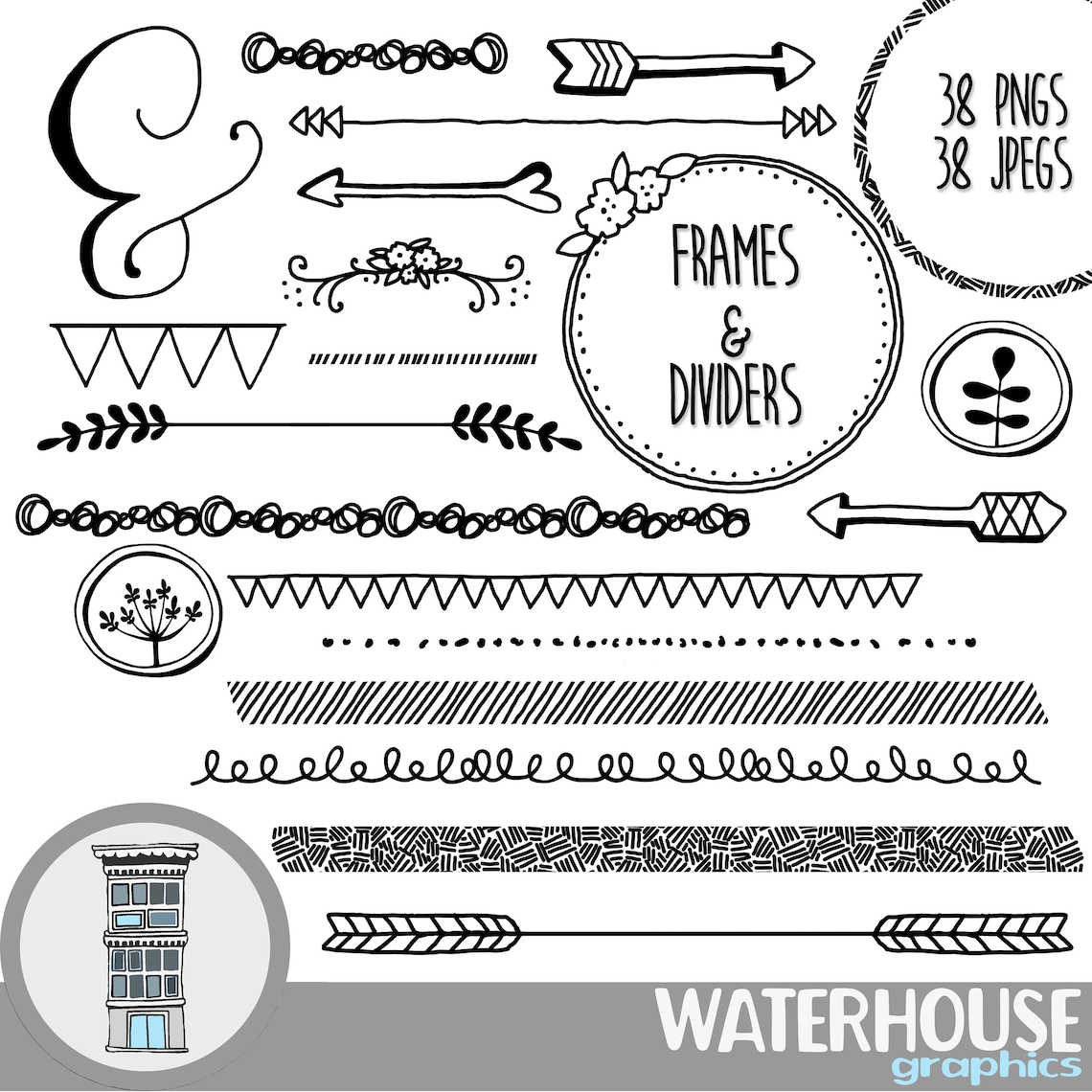 Digital Hand Drawn Circular Frames Dividers INSTANT DIGITAL DOWNLOAD ...