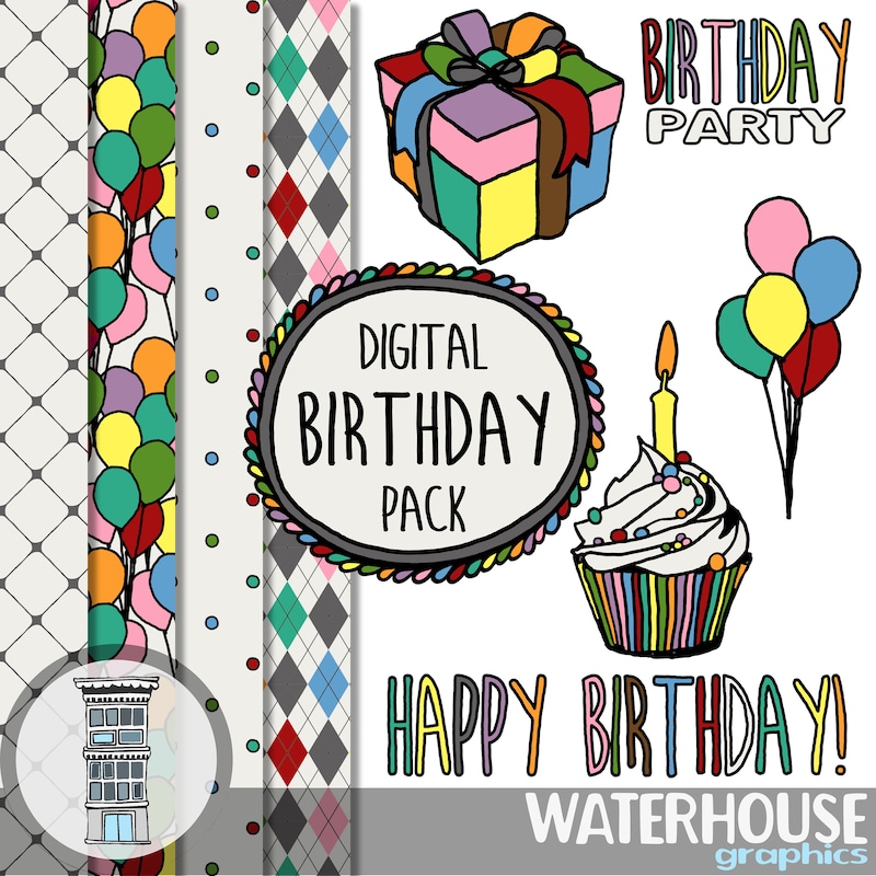 Happy Birthday Border Clip Art - Etsy