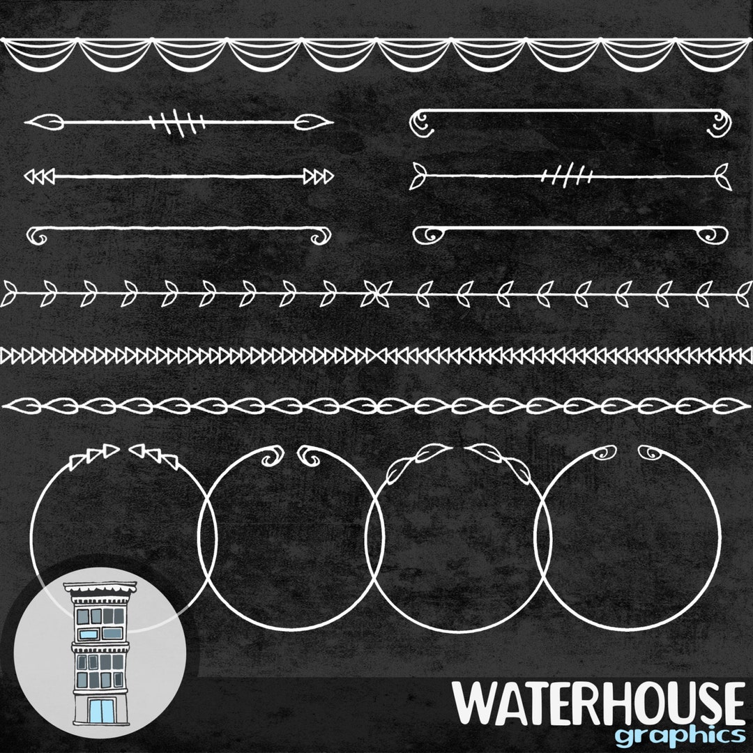 Digital Borders Chalkboard Elements Clipart Circular Frames Dividers ...