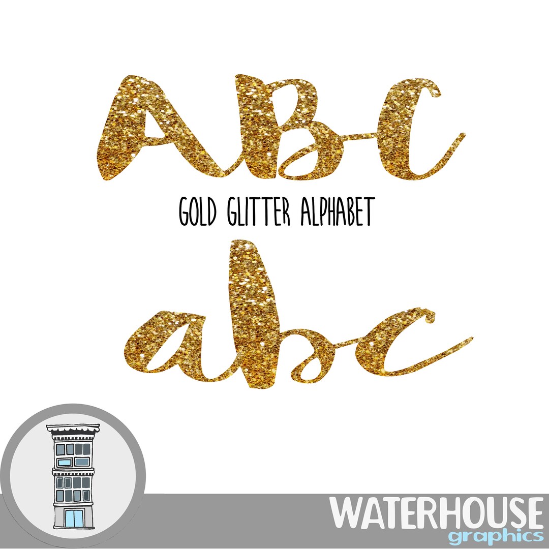 GOLD Sparkle Alphabet Clip Art, Instant Digital Download, SPARKLING ...