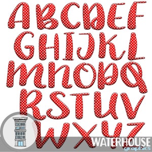 Red Watercolor Polka Dot Alphabet Clip Art, Instant Digital Download ...