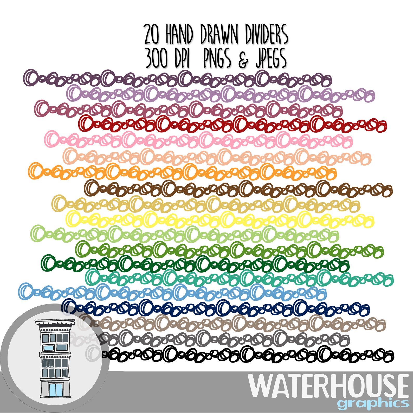 20 Digital Hand Drawn Dividers INSTANT DIGITAL DOWNLOAD - Etsy