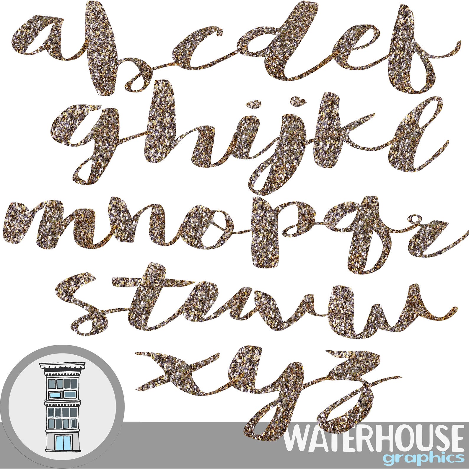 GOLD Sparkle Alphabet Clip Art, Instant Digital Download, Bronze ...