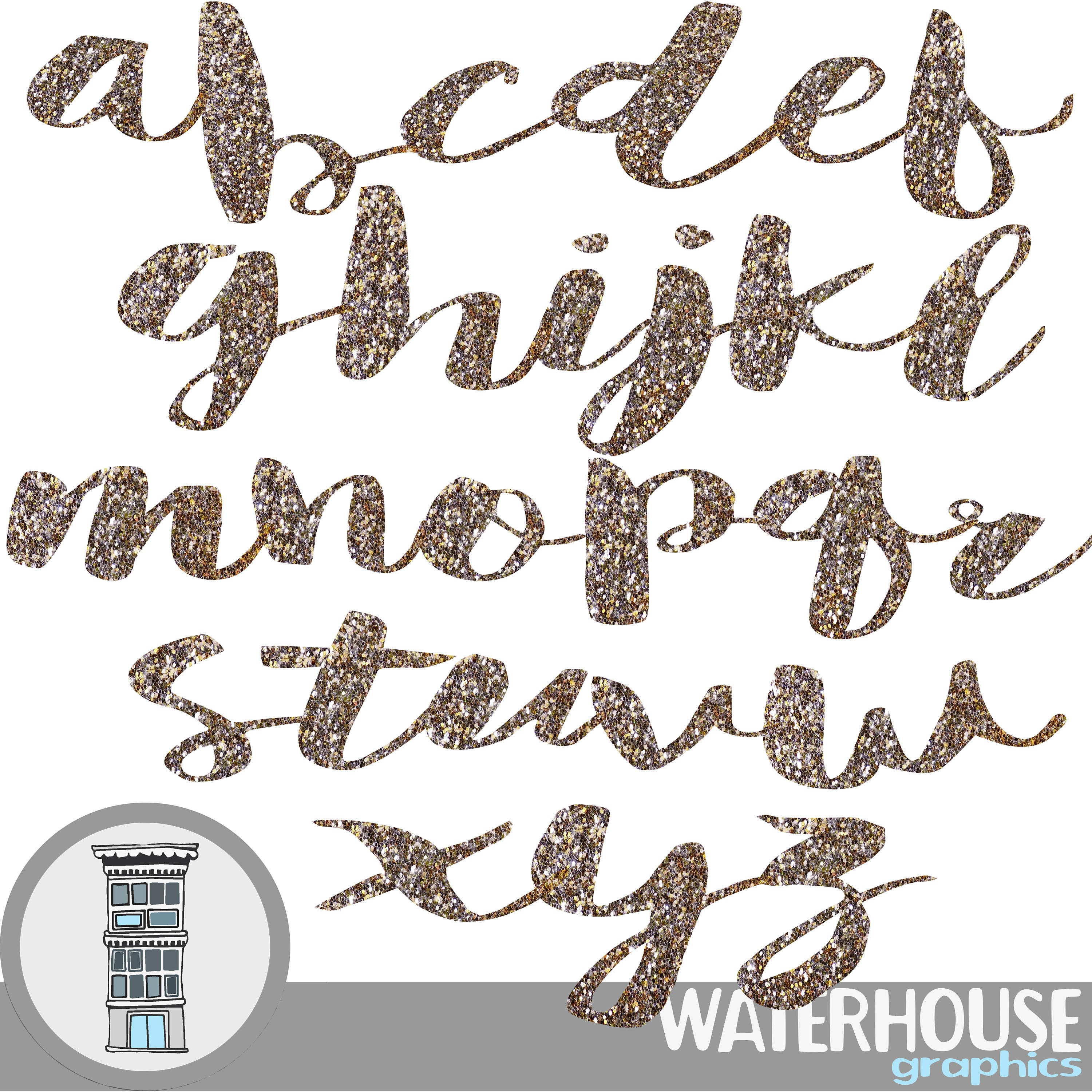 GOLD Sparkle Alphabet Clip Art, Instant Digital Download, Bronze ...