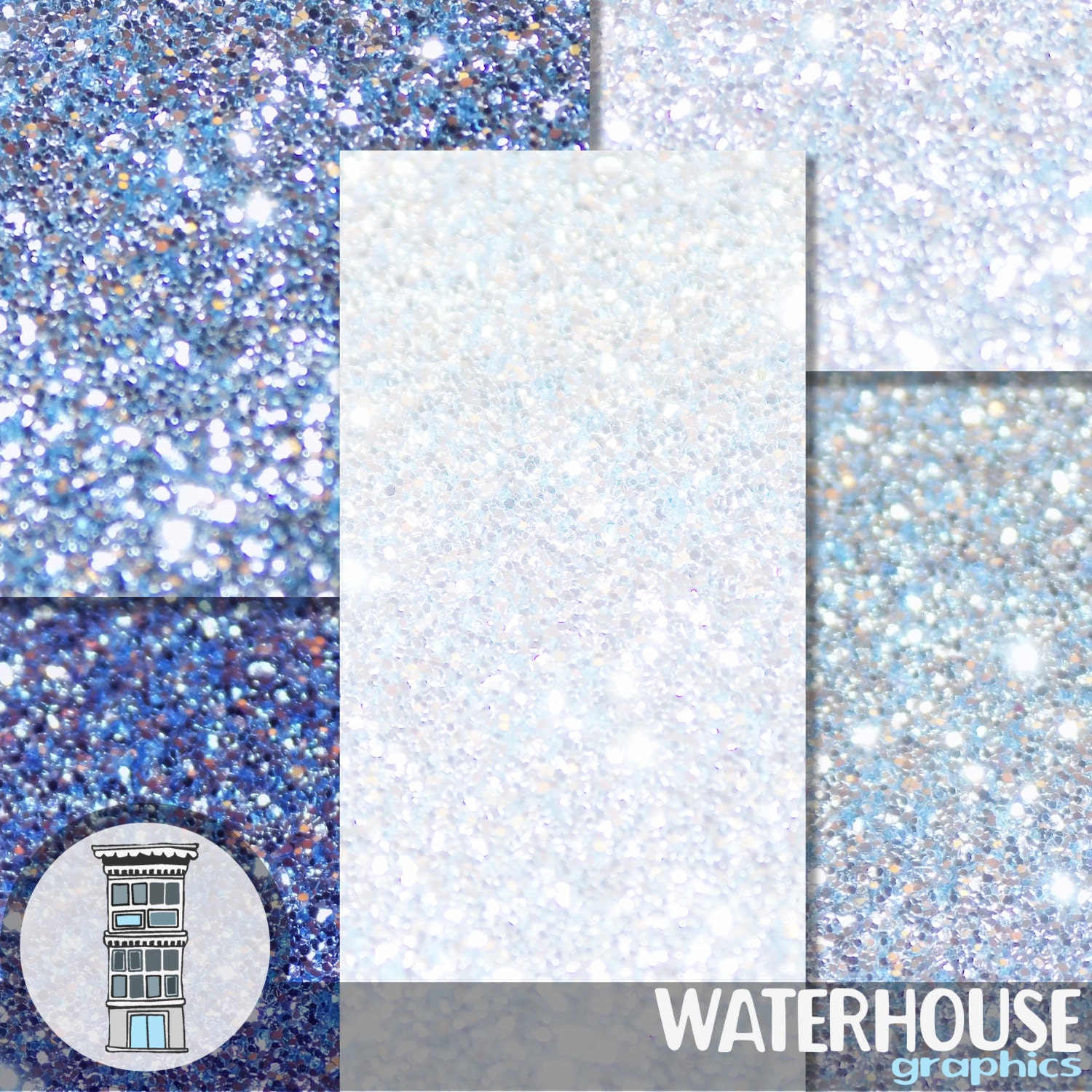 Digital glitter paper pack blue silver INSTANT DOWNLOAD frozen | Etsy