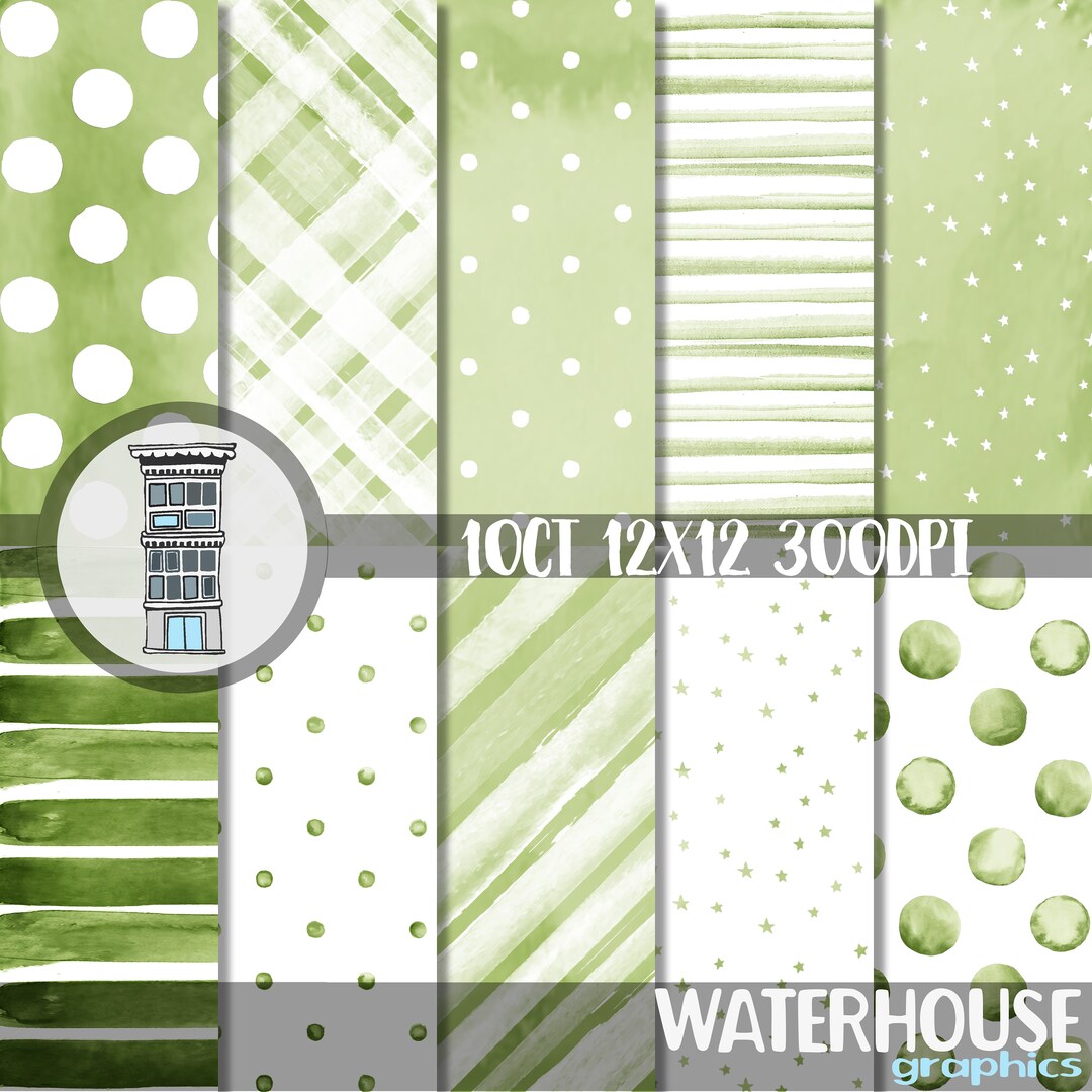 Watercolor Bright Green Digital Paper Pack INSTANT Digital DOWNLOAD ...