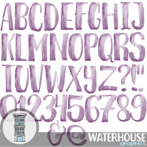 Easter Watercolor Letters Numbers Instant Digital Download Pink Purple ...