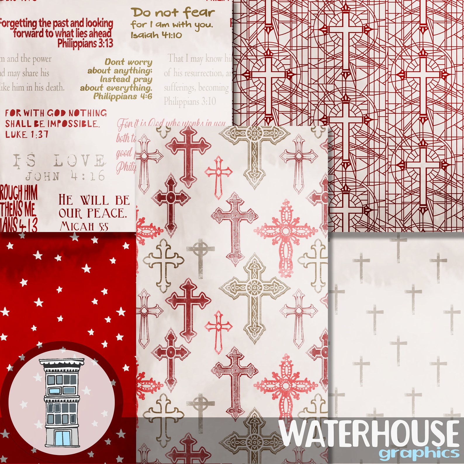 RED Religious Digital Paper Pack INSTANT DOWNLOAD Bible - Etsy