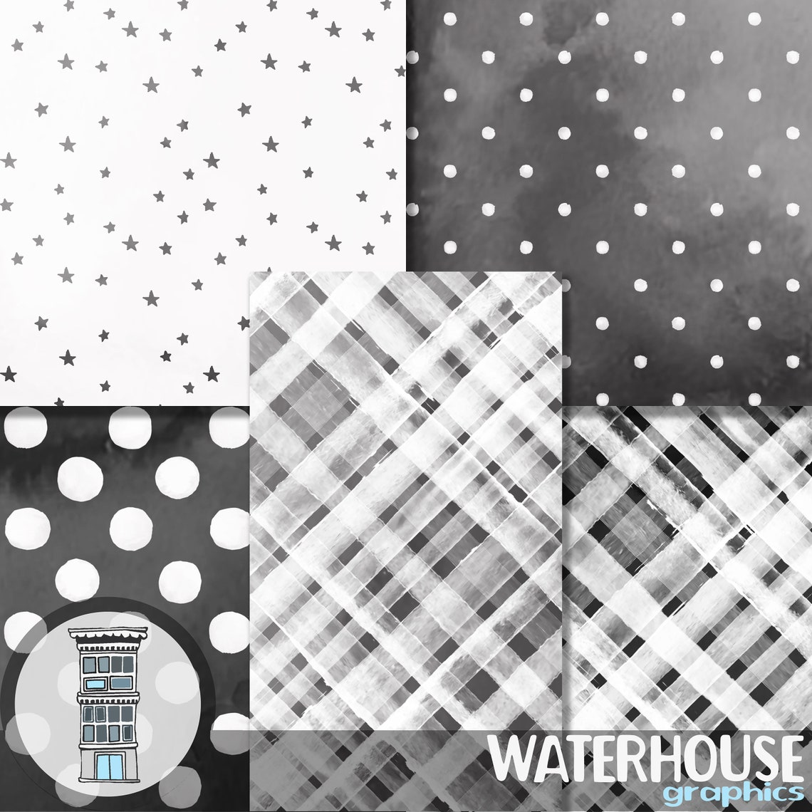 GRAY Watercolor Digital Paper Pack Instant Digital DOWNLOAD - Etsy