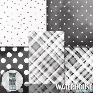GRAY Watercolor Digital Paper Pack Instant Digital DOWNLOAD Dark Gray ...