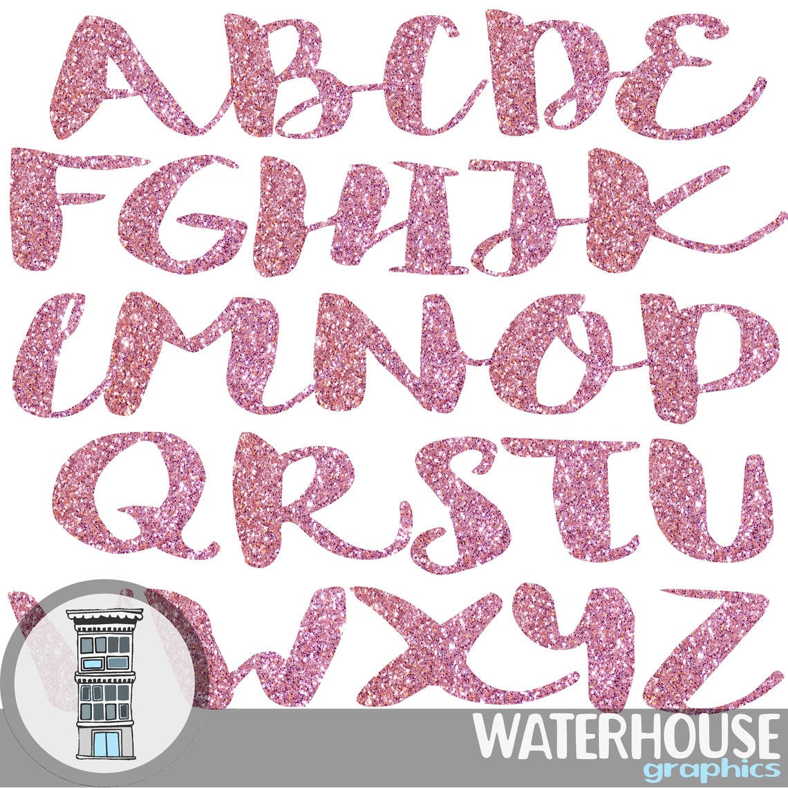 PINK Sparkle Glitter Alphabet Clip Art Instant Digital - Etsy