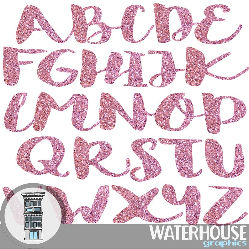 PINK Sparkle Glitter Alphabet Clip Art Instant Digital - Etsy