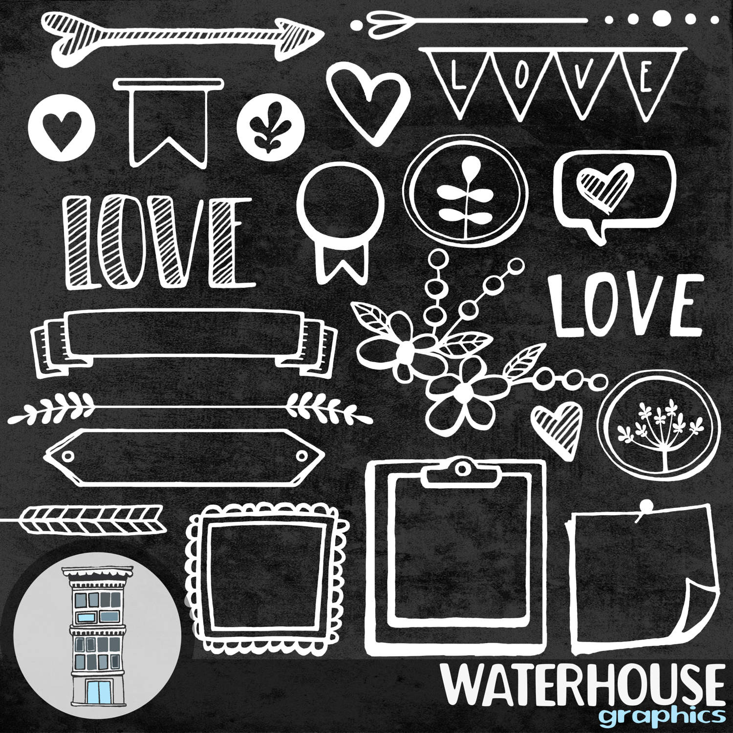 Digital Hand Drawn Love Clip Art Set INSTANT DIGITAL DOWNLOAD | Etsy