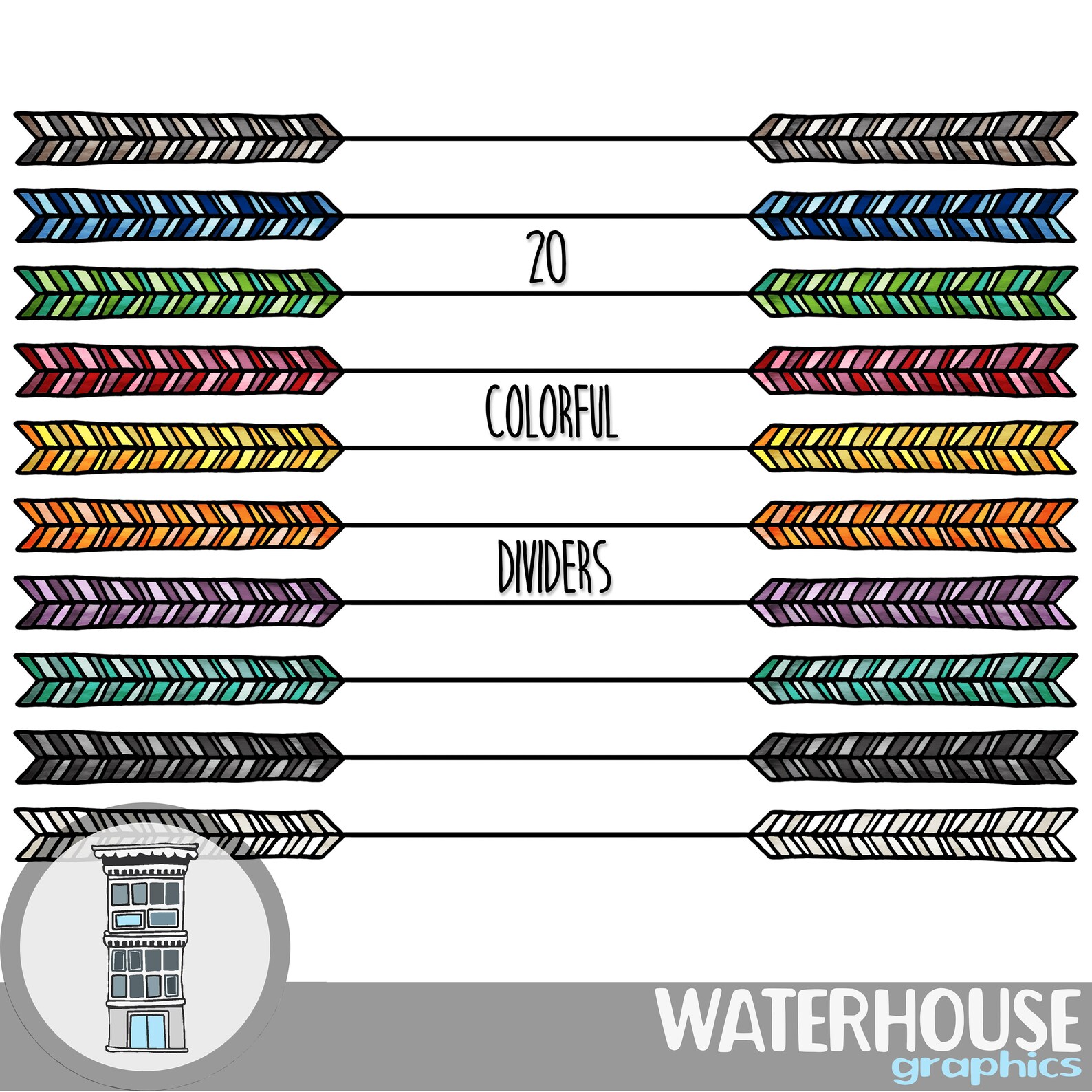 Watercolor Digital Arrows Instant DIGITAL DOWNLOAD Colorful - Etsy