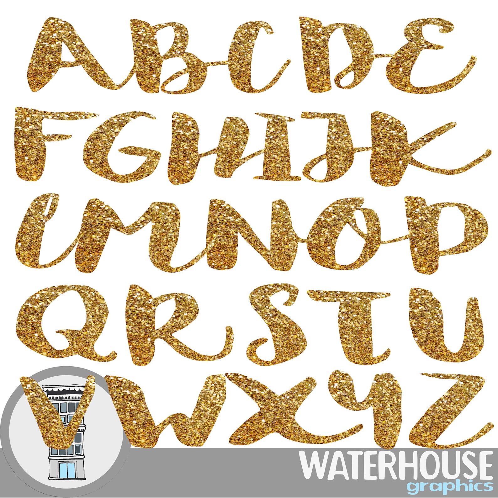 GOLD sparkle alphabet clip art instant digital download | Etsy