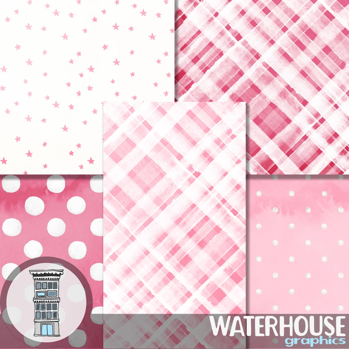 PINK Watercolor Digital Paper Pack Instant Digital DOWNLOAD | Etsy