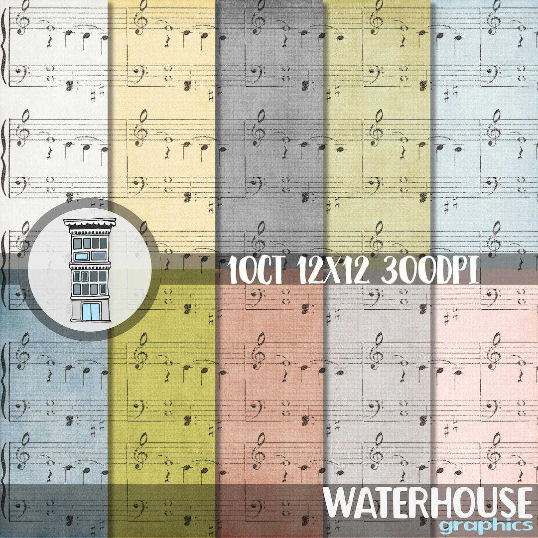 Musical DIGITAL PAPER PACK Cream Gray Olive Smokey Blue Distressed ...