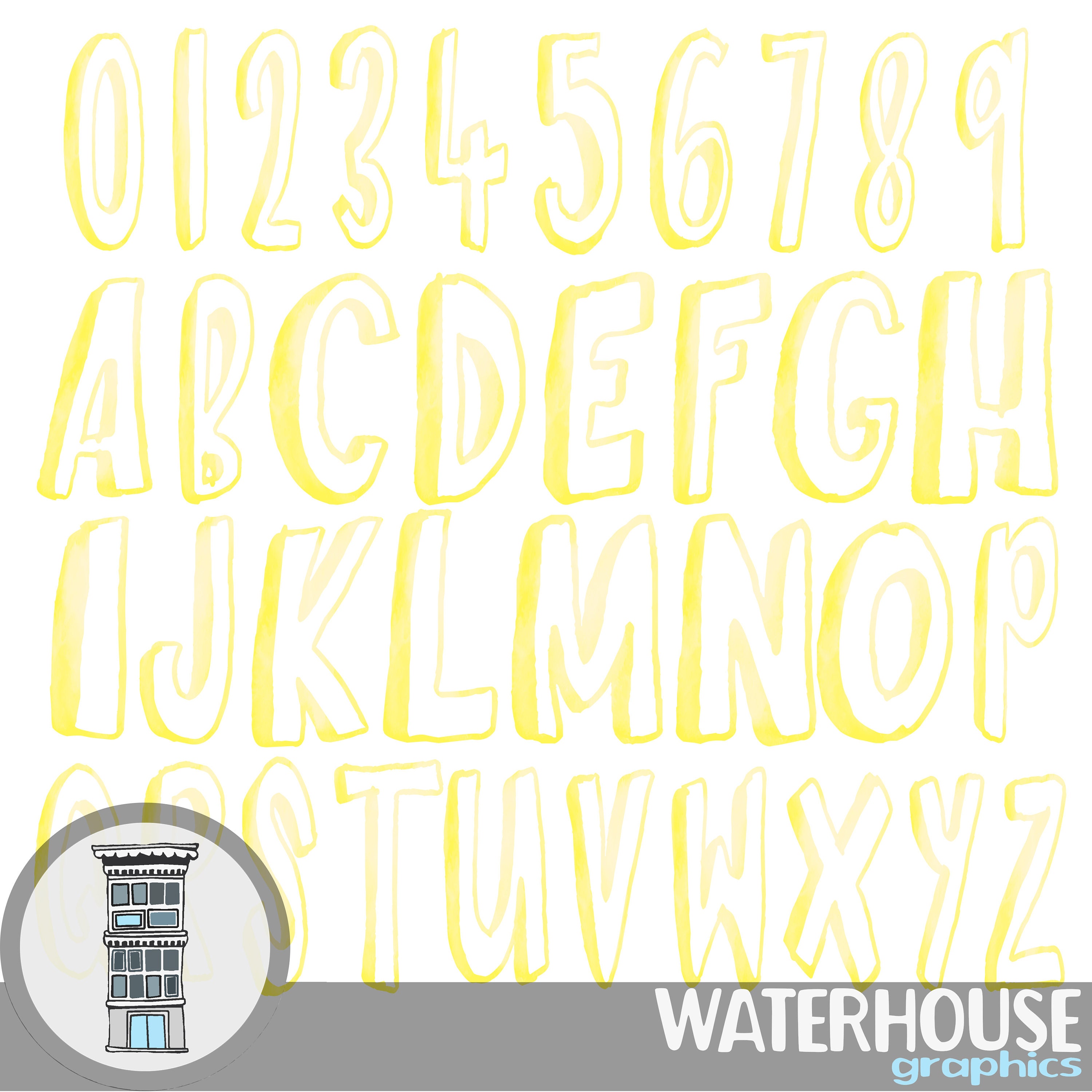 Easter Watercolor Letters Numbers Bundle Set Instant Digital Download ...