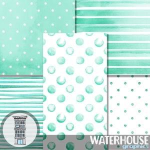 Watercolor Aqua Seafoam Digital Paper Pack INSTANT Digital DOWNLOAD ...