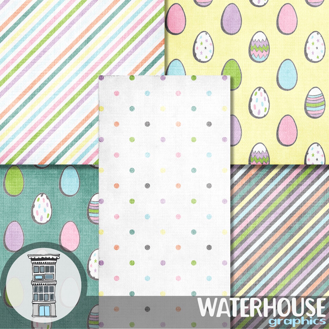 Easter Egg Digital Paper Pack INSTANT DOWNLOAD Polka Dots | Etsy