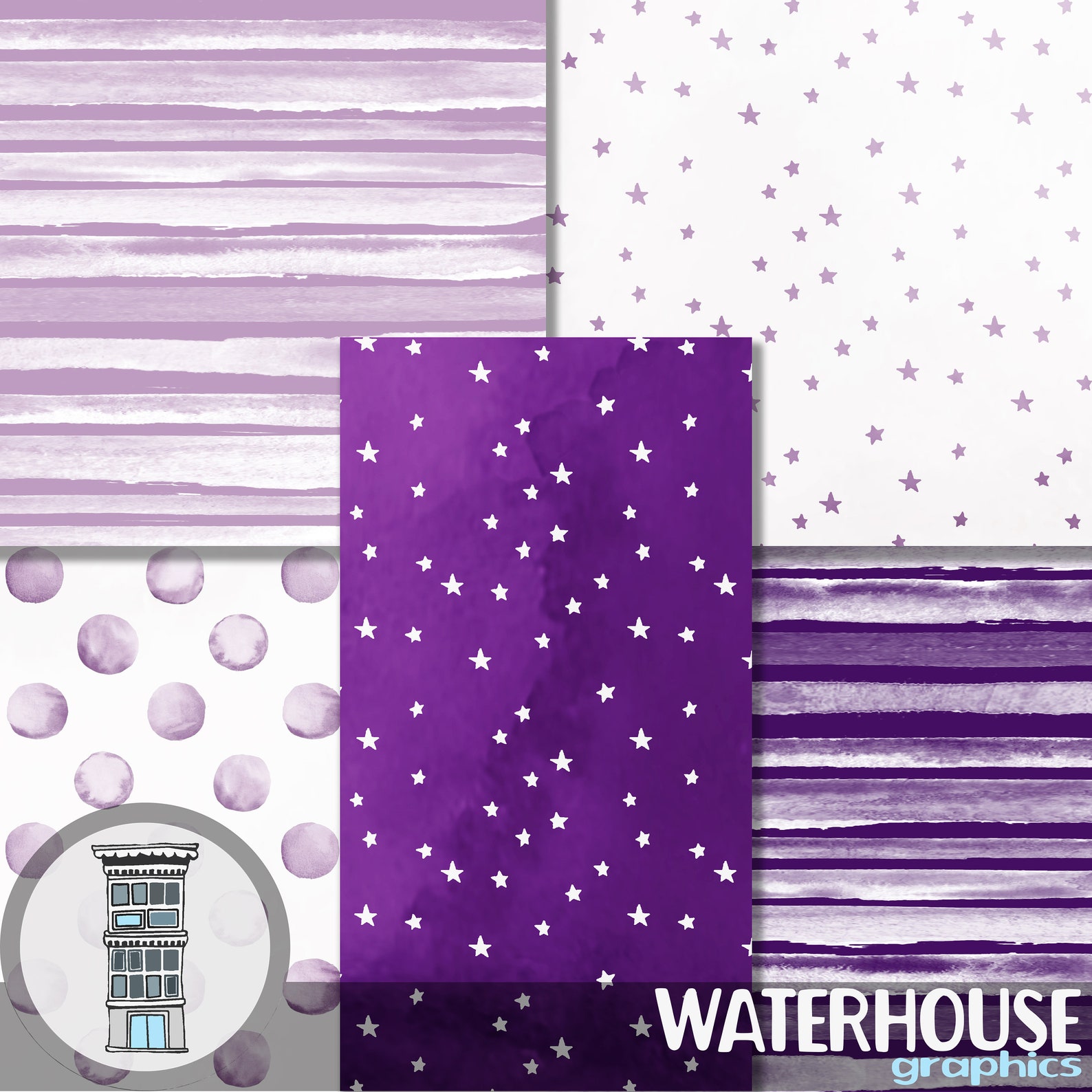 PURPLE Watercolor Digital Paper Pack Instant Digital DOWNLOAD - Etsy