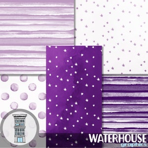 PURPLE Watercolor Digital Paper Pack Instant Digital DOWNLOAD Lilac ...