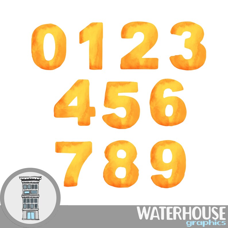 Orange Watercolor Letters Numbers Instant Digital Download ORANGE ...