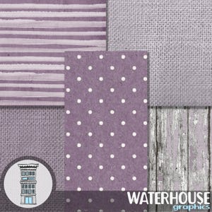 PURPLE Digital Rustic Paper Pack INSTANT DOWNLOAD Lilac Burlap Polka ...