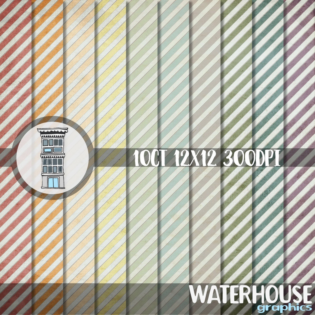 Vintage Style Diagonal Striped Digital Paper Distressed Texture Antique ...