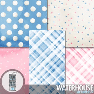 PINK and BLUE Watercolor Digital Paper Pack Instant Digital DOWNLOAD ...